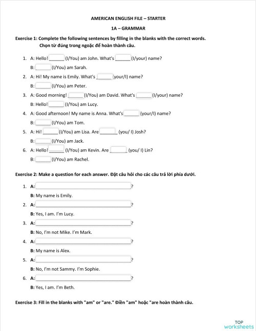 AEF Starter - 1A - WS1. Interactive worksheet | TopWorksheets