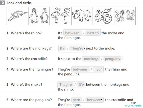 Where are the animals?. Interactive worksheet | TopWorksheets