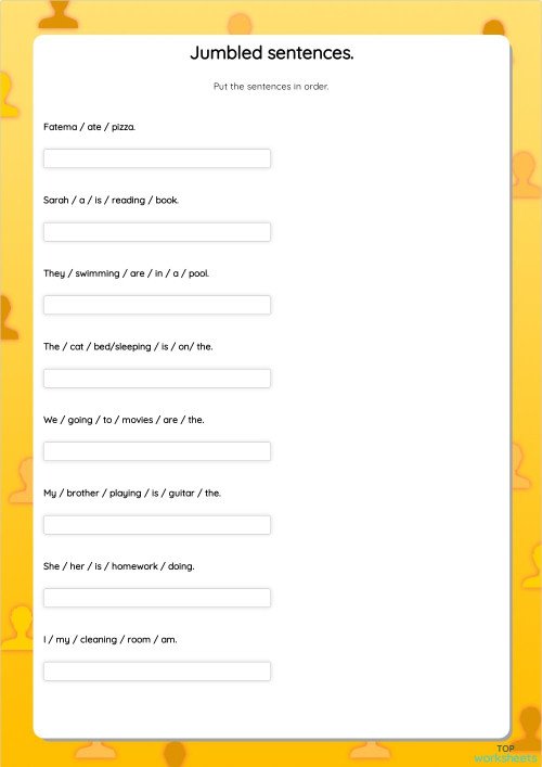 Jumbled sentences.. Interactive worksheet | TopWorksheets