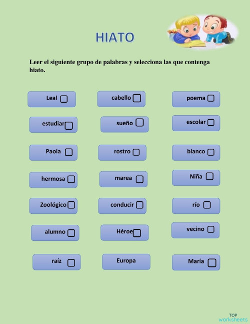 Los Hiatos. Ficha interactiva | TopWorksheets