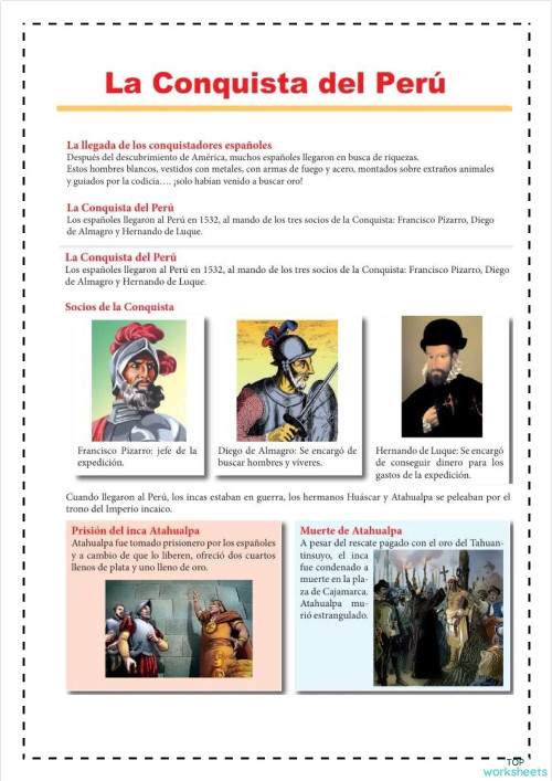 La conquista del Perú. Ficha interactiva | TopWorksheets