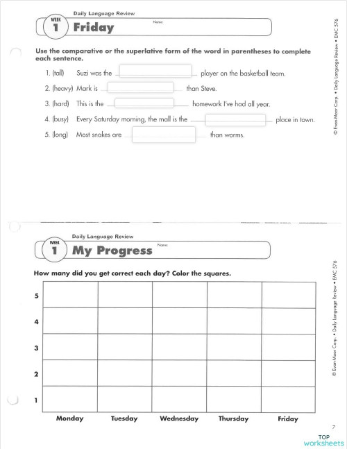DOL week 1 friday. Interactive worksheet | TopWorksheets