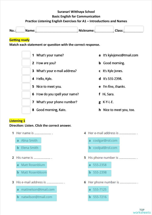 Listening 3rd grade. Interactive worksheet | TopWorksheets