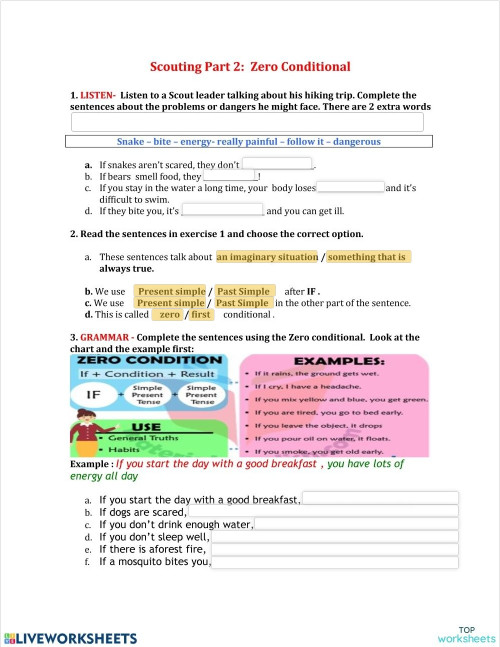 Zero Conditional_Grammar. Interactive worksheet | TopWorksheets