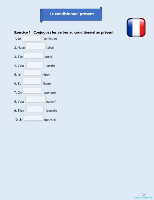 Le conditionnel présent. Ficha interactiva | TopWorksheets
