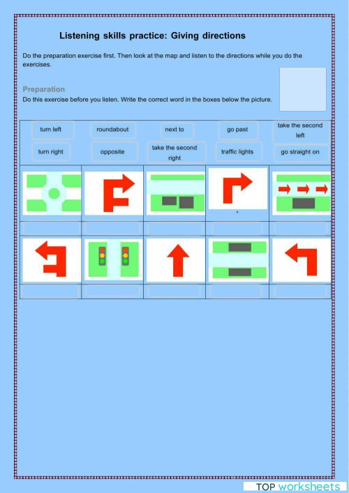 Giving directions. Interactive worksheet | TopWorksheets