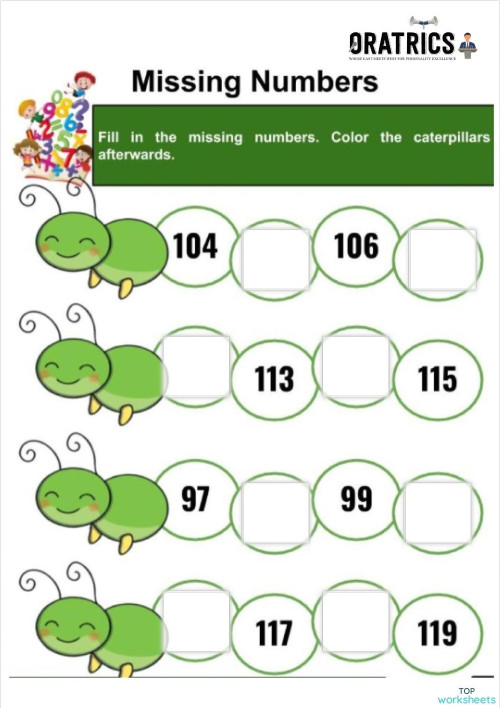 Missing Numbers. Interactive worksheet | TopWorksheets