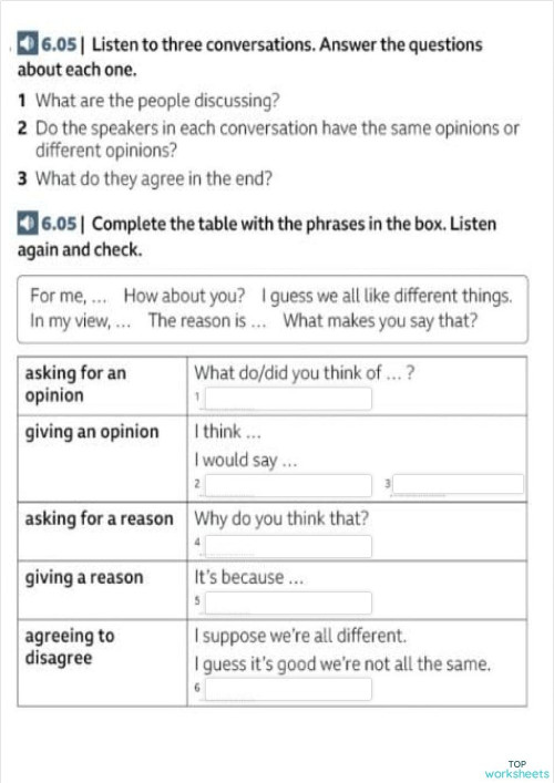 How to give opinions and reasons. Interactive worksheet | TopWorksheets