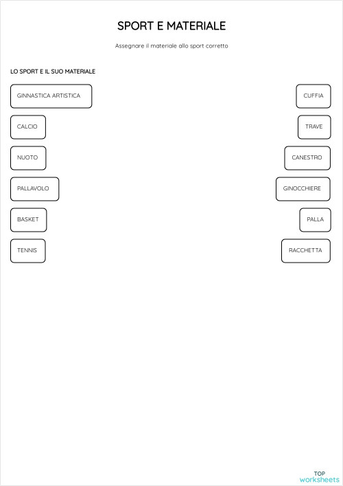 SPORT E MATERIALE. Scheda interattiva | TopWorksheets