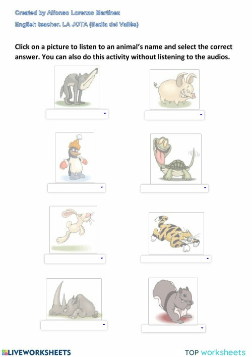 Listening: Animals 04. Interactive worksheet | TopWorksheets