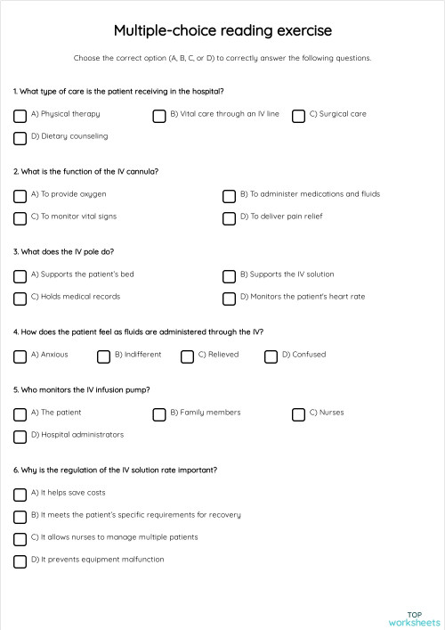 Multiple-choice reading exercise. Interactive worksheet | TopWorksheets