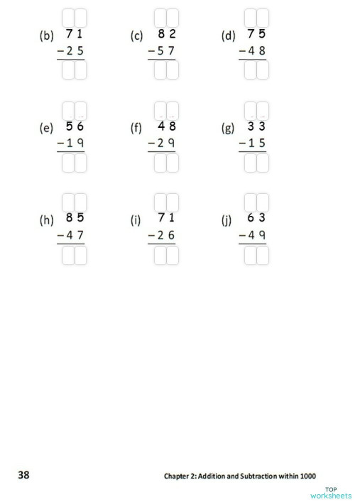 SUBTRACTION WITH REGROUPING IN TENS & ONES. Interactive worksheet | TopWorksheets