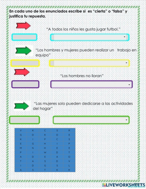 CARACTERISTICAS DIGNIDAD DE LA MUJER. Ficha interactiva | TopWorksheets