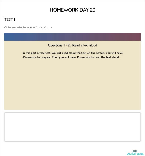 HOMEWORK DAY 20. Interactive worksheet | TopWorksheets