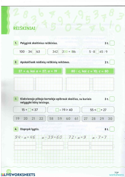 Matematika: interactive worksheets and online exercises | TopWorksheets