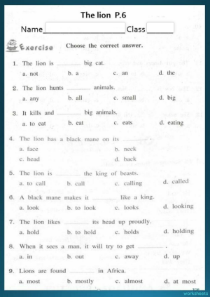 The lion P.6. Interactive worksheet | TopWorksheets