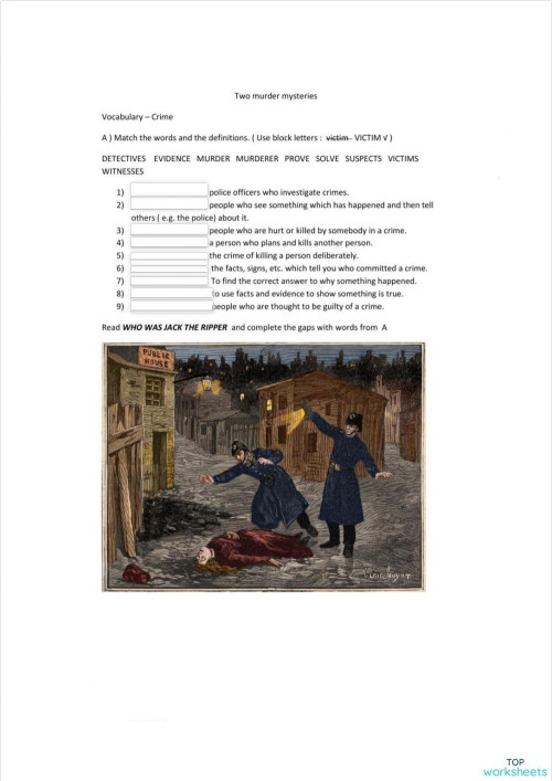 JACK THE RIPPER. Interactive worksheet | TopWorksheets
