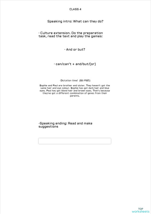 CLASS 4 ACTIVITIES. Interactive worksheet | TopWorksheets