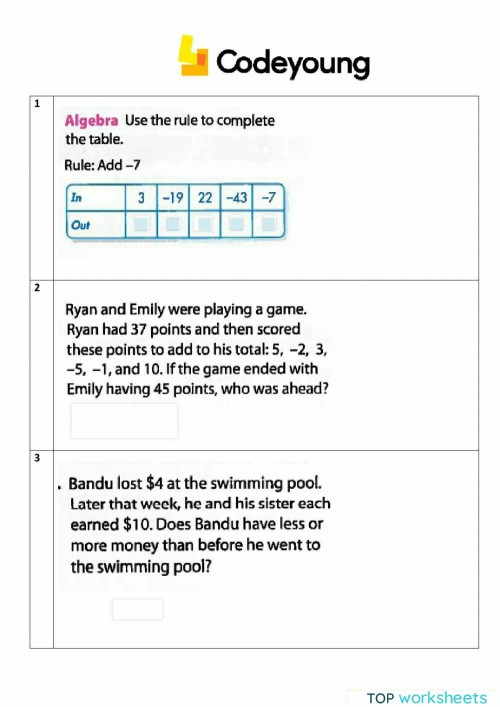 Addition and Subtraction Application. Interactive worksheet | TopWorksheets