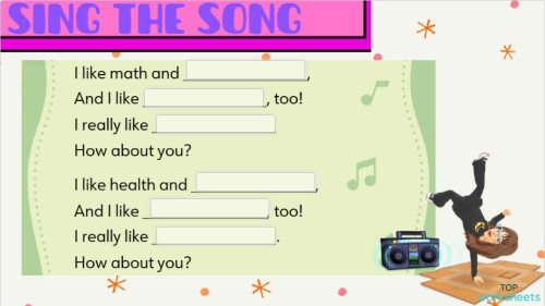 Sing the Song 4th Grade. Interactive worksheet | TopWorksheets