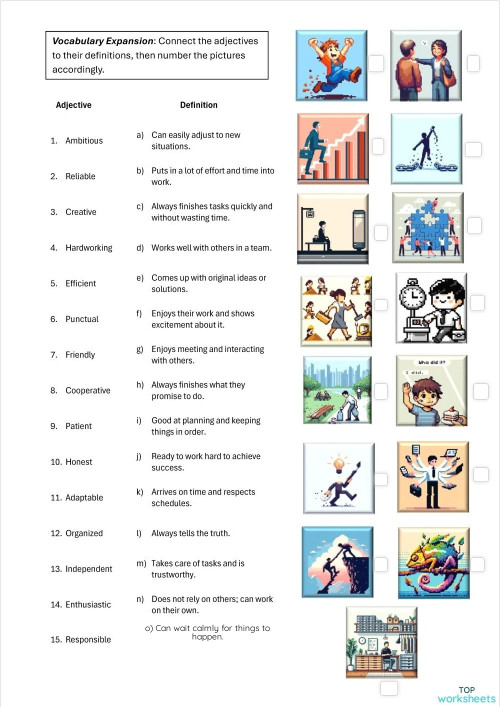 Day 5 Work Adjectives. Interactive worksheet | TopWorksheets
