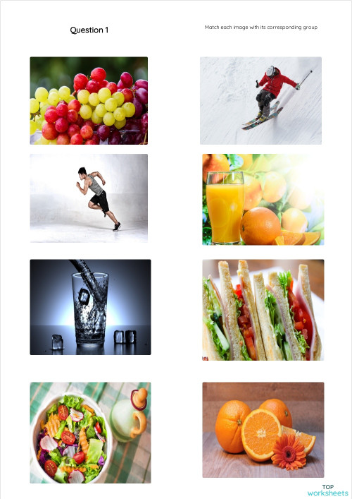 Match healthy habits. Interactive worksheet | TopWorksheets