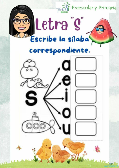 Tarea Sílabas Con "S". Ficha interactiva | TopWorksheets