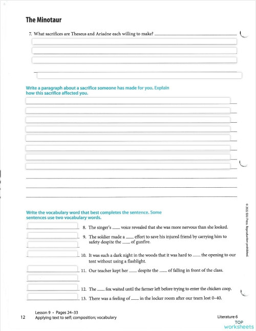 The Minotaur Pg 12. Interactive worksheet | TopWorksheets