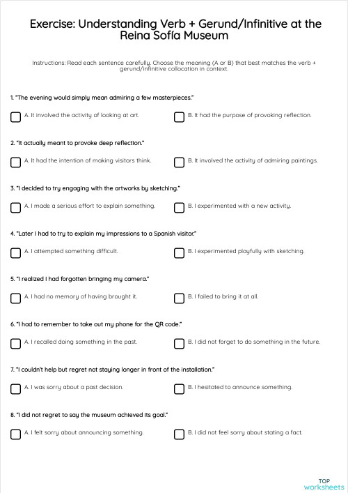 Verb -ing /Present continuous. Interactive worksheet | TopWorksheets