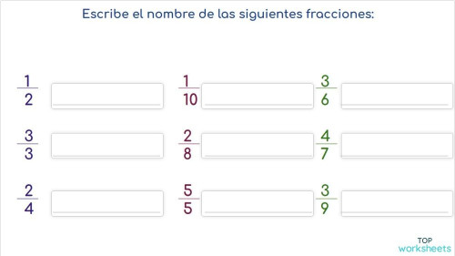 Fracciones - escritura. Ficha interactiva | TopWorksheets