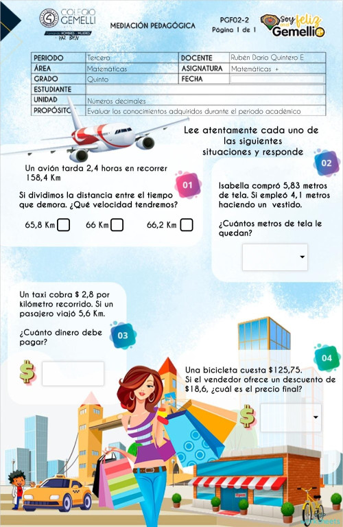 Suma y restas de decimales. Ficha interactiva | TopWorksheets