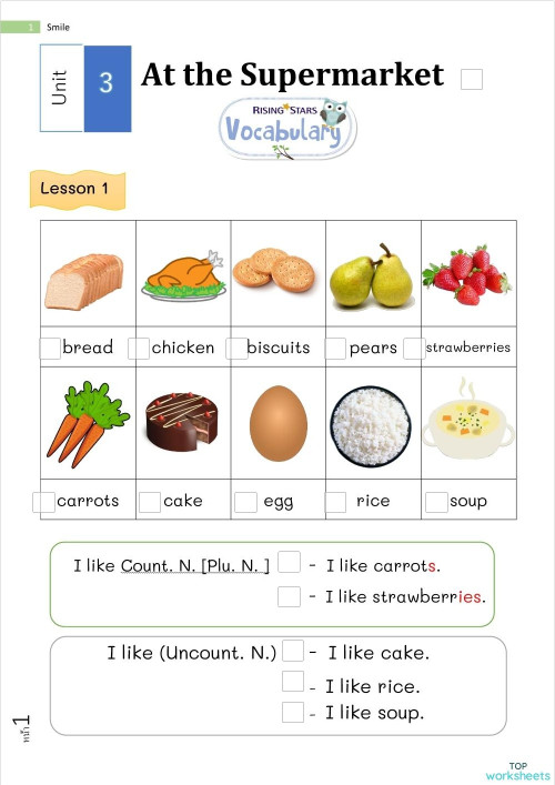 Unit 3 At the Supermarket. Interactive worksheet | TopWorksheets