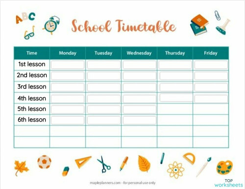 3rd grade Timetable. Interactive worksheet | TopWorksheets