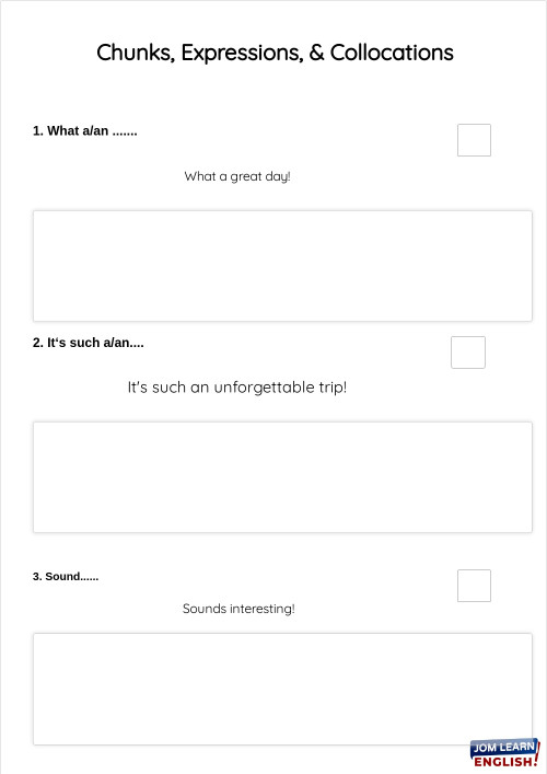 Chunks, Expressions, & Collocations - A2. Interactive worksheet ...