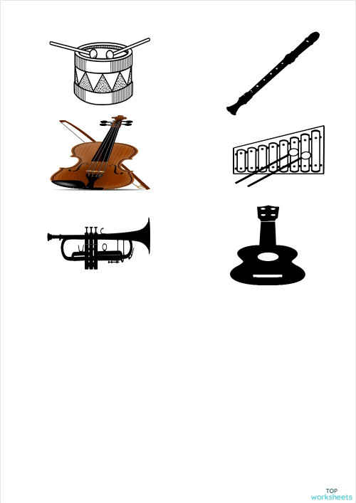 Match instruments. Interactive worksheet | TopWorksheets