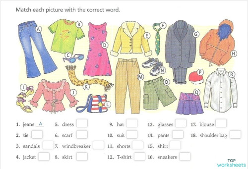 Listening clothes. Interactive worksheet | TopWorksheets