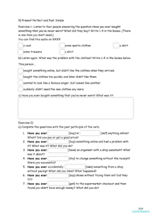 9- Present Perfect and Past Simple. Interactive worksheet | TopWorksheets