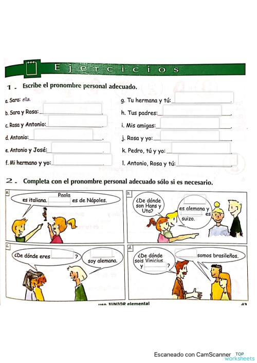 Los Pronombres Personlaes. Interactive worksheet | TopWorksheets
