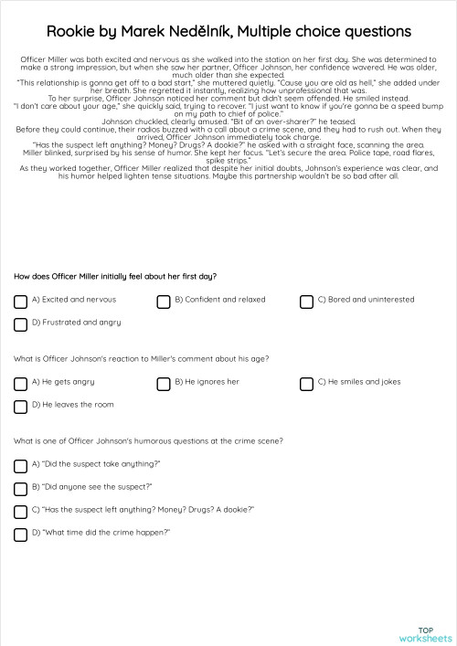 Rookie by Marek Nedělník, Multiple choice questions. Interactive ...