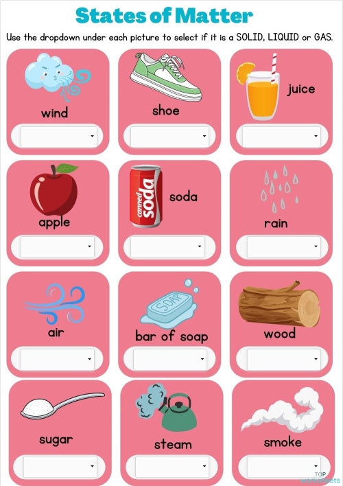 States of Matter - Recap Quiz. Interactive worksheet | TopWorksheets