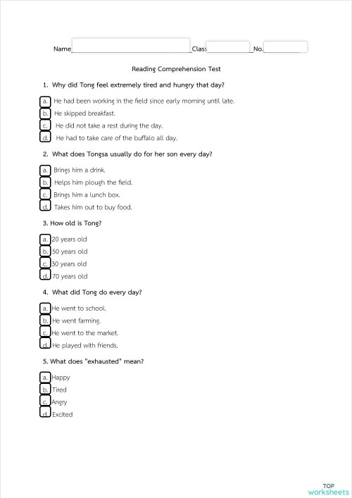 Pre-Post Test. Interactive worksheet | TopWorksheets