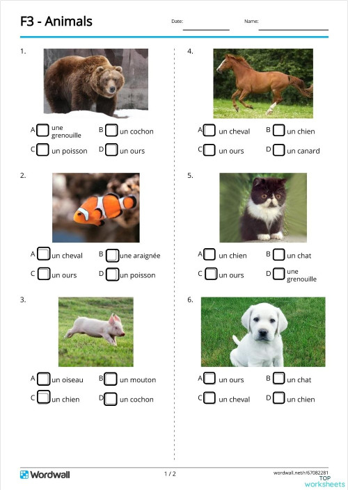 French: interactive worksheets and online exercises | TopWorksheets