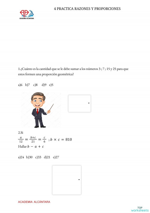 4 practica razones y proporciones. Ficha interactiva | TopWorksheets