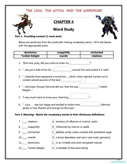 Chapter 4 Extra Activities. Interactive worksheet | TopWorksheets