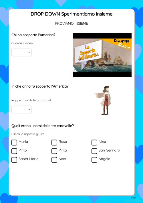 DROP DOWN Sperimentiamo insieme. Scheda interattiva | TopWorksheets