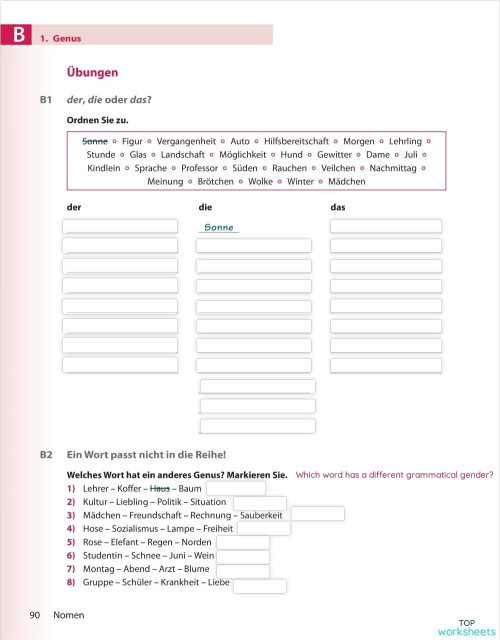 Übungstrammatik für die Grundstufe [Genus, Plural] [S. 90, 92,93 ...