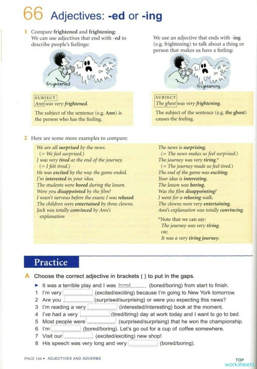 U66 Adjectives: -ed or -ing. Interactive worksheet | TopWorksheets