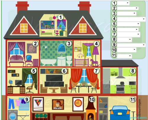 Parts of the house - multiple choice. Interactive worksheet | TopWorksheets
