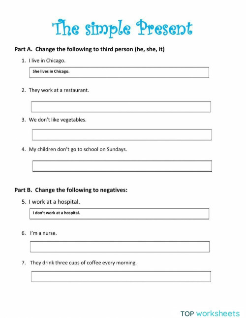 Simple Present Practice online. Interactive worksheet | TopWorksheets