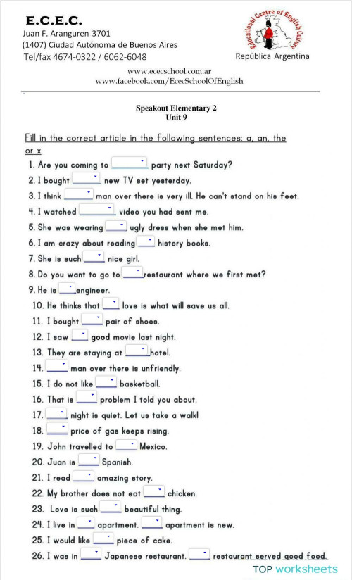Interactive worksheets and online exercises in english | TopWorksheets